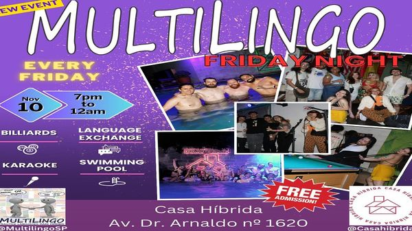 MULTILINGO FRIDAY NIGHT - POOL EVENT, Fri, Nov 24, 2023, 7:30 PM - Evento do clube Polyglot em ...